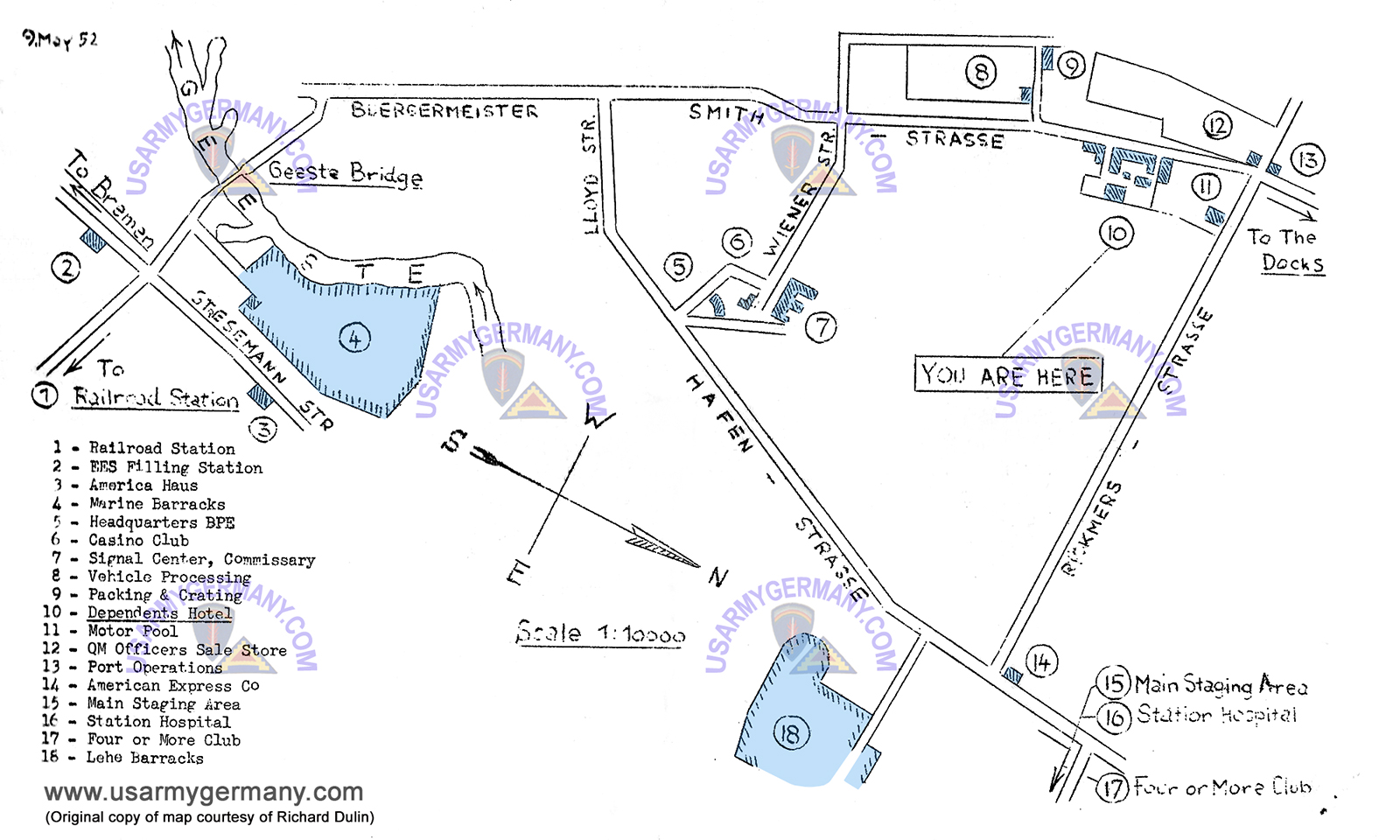 USAREUR Installation Maps - Bremerhaven 1952
